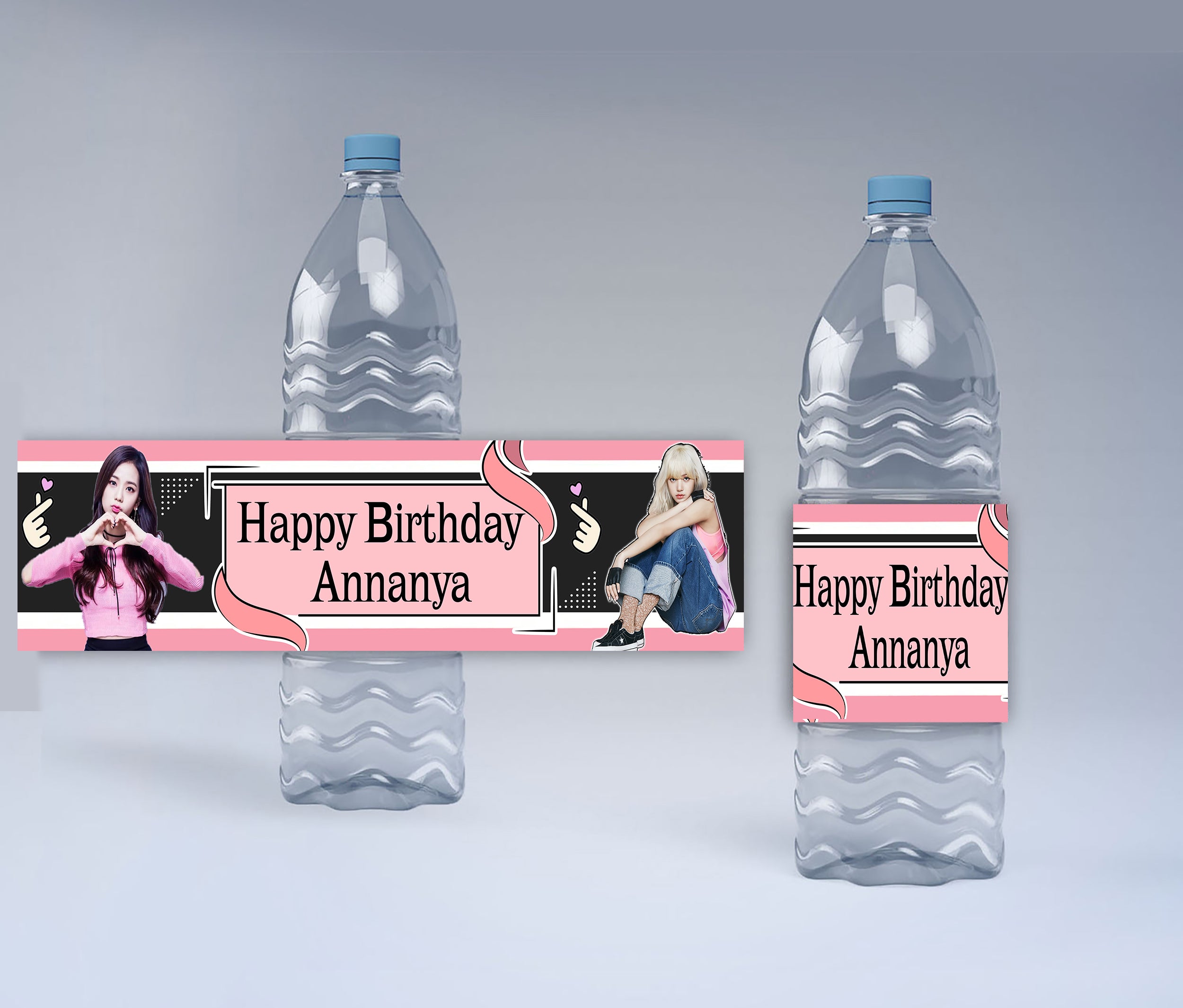Buy Black Pink Theme Water Bottle Labels |Party Supplies| Thememyparty ...