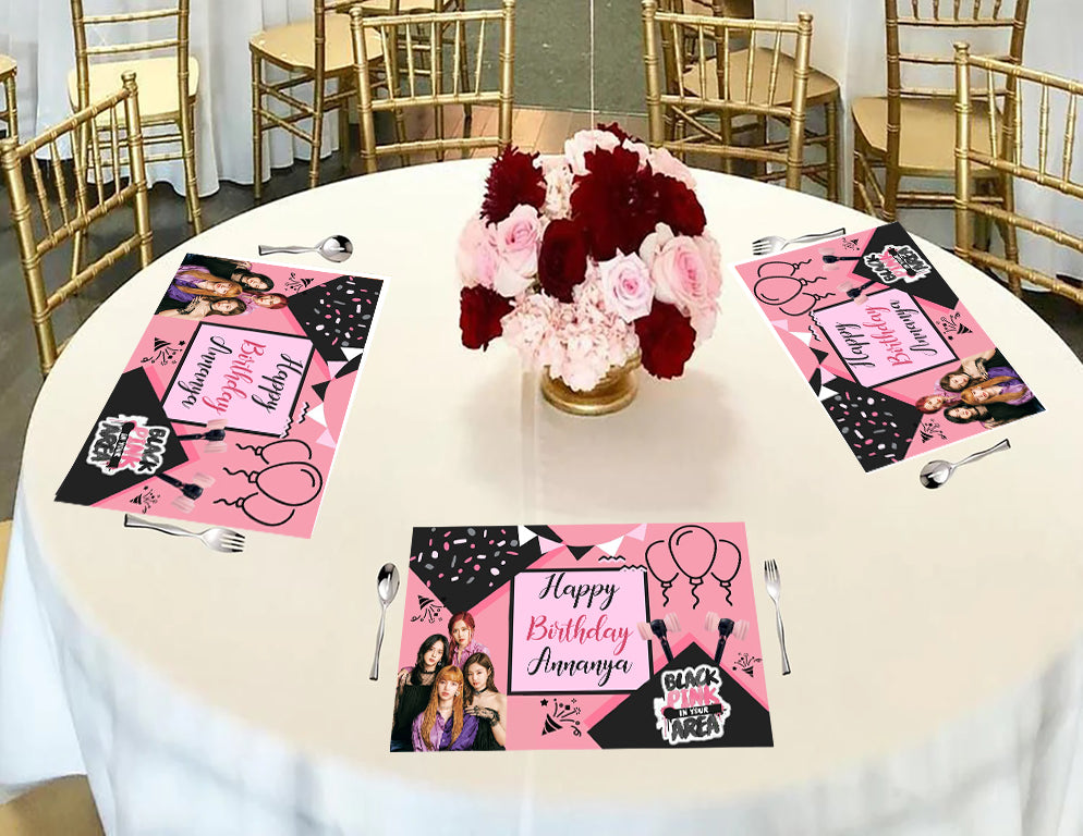 Buy Black Pink Theme Birthday Table Mats |Party Supplies | Thememyparty ...