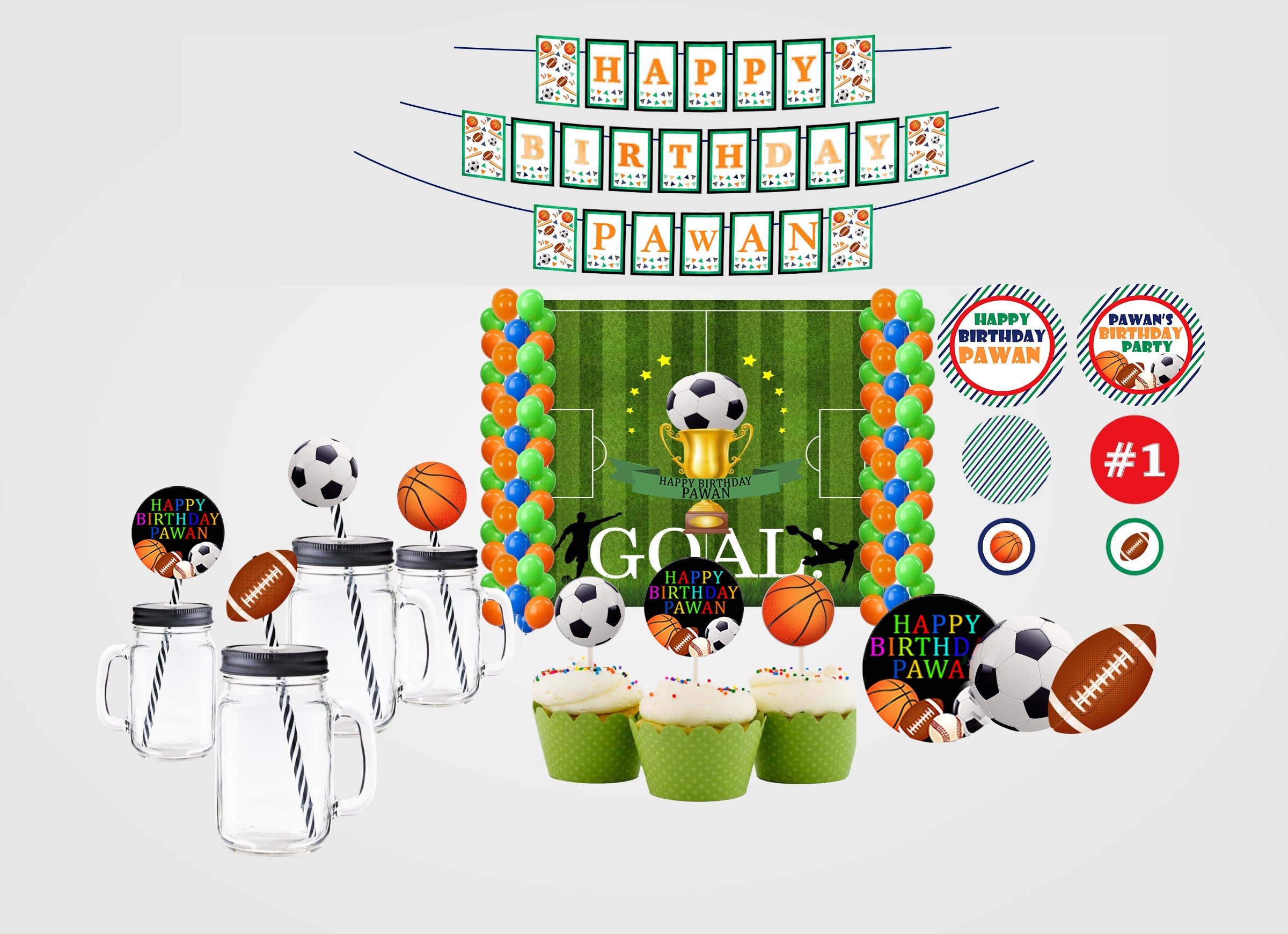 Buy Sports Theme Birthday Complete Party Kit with Backdrop ...