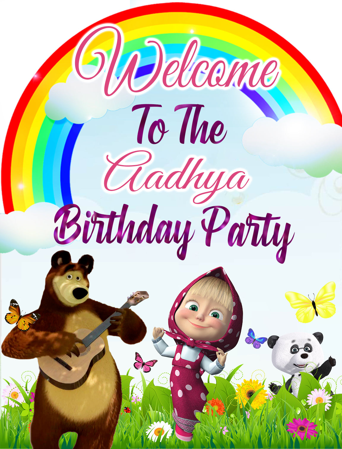 Buy Masha And The Bear Party Decoration Welcome Board Party Supplies
