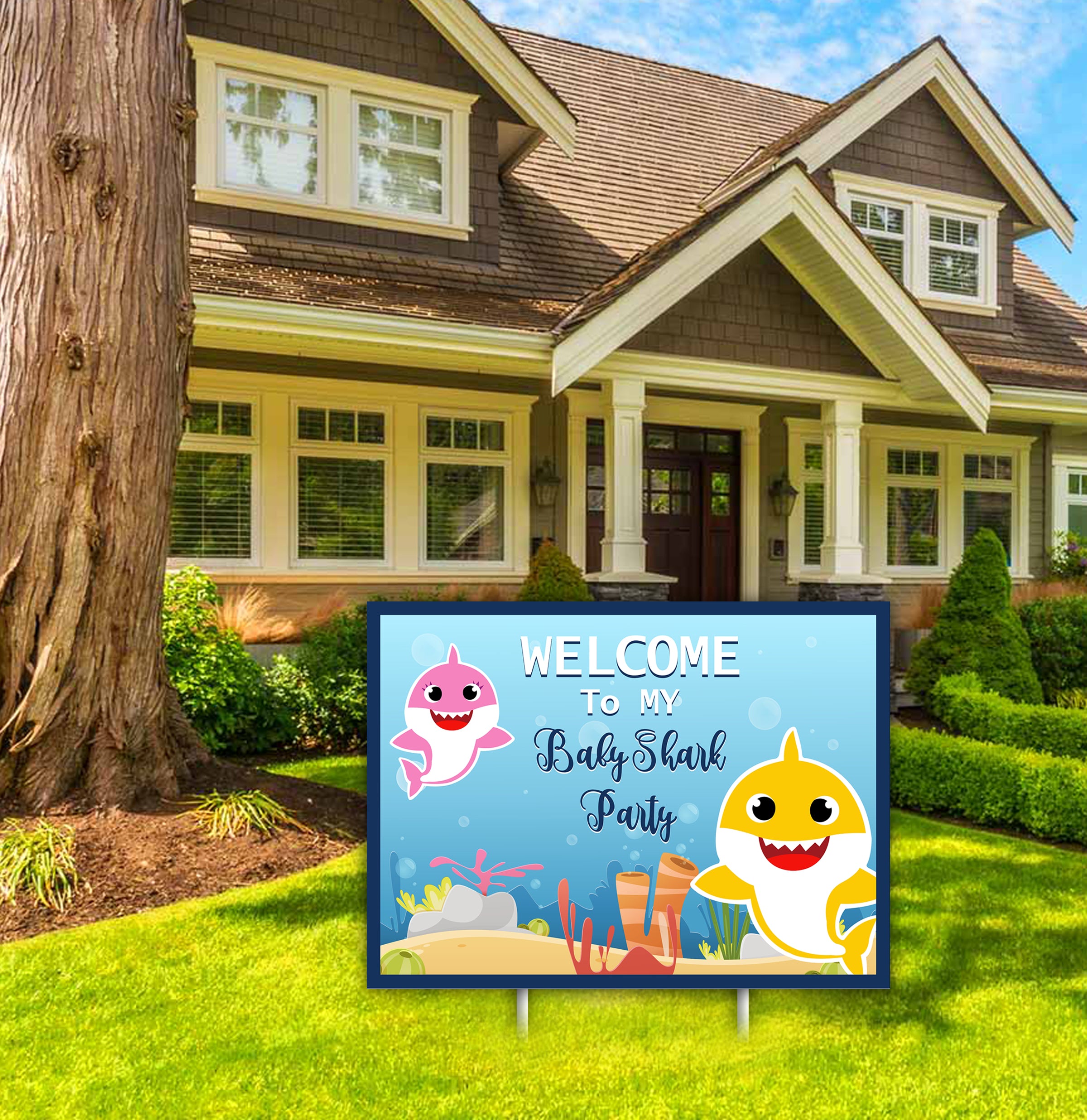 Baby Shark Theme Birthday Party Welcome Board – Theme My Party